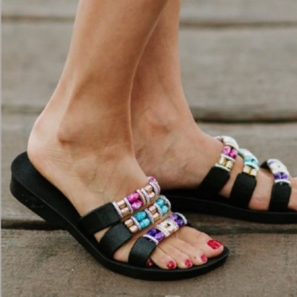 Pali Hawaii | Shoes | Nwt Pali Hawaii Beaded Slider Sandals | Poshmark